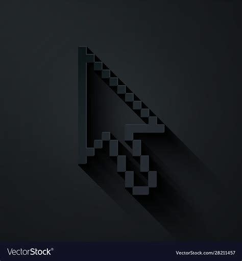 Paper Cut Pixel Arrow Cursor Icon Isolated Vector Image