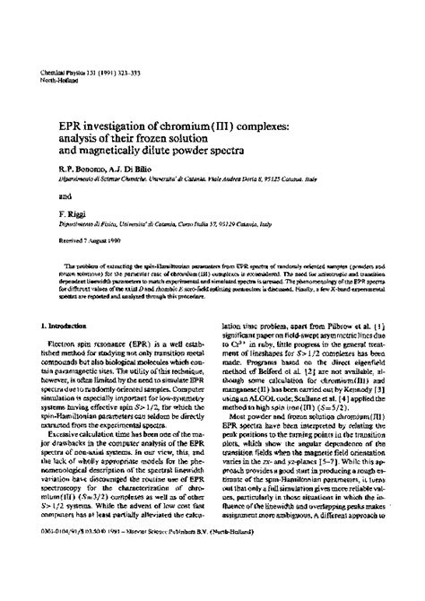 Pdf Epr Investigation Of Chromium Iii Complexes Analysis Of Their Frozen Solution And