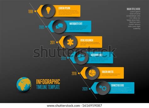 Simple Diagonal Timeline Template Icons Dark Stock Vector Royalty Free Shutterstock