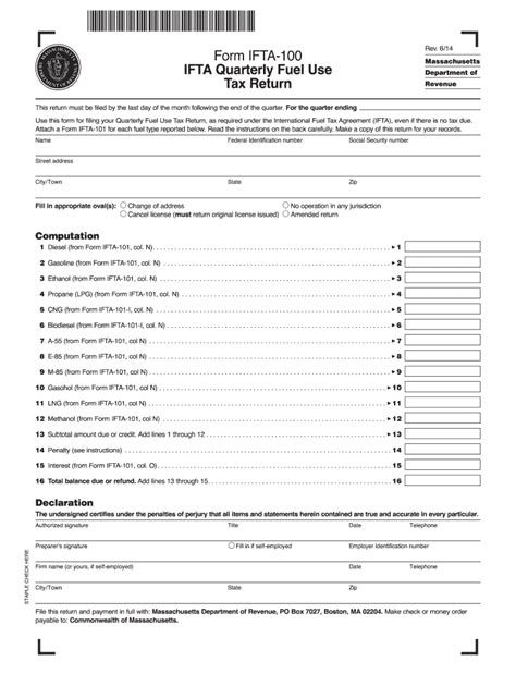 Ma Dor Ifta 100 2014 Fill Out Tax Template Online Us Legal Forms