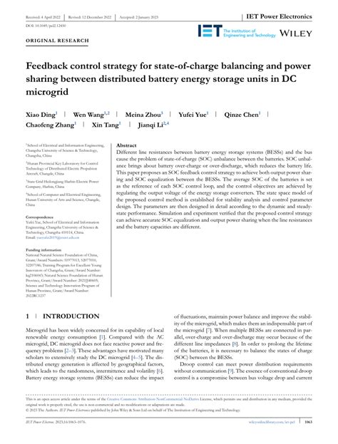 PDF Feedback Control Strategy For Stateofcharge Balancing And Power Sharing Between
