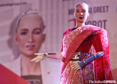When Sophia The Robot Wore A Red Sari In Kolkata Technology Gallery News The Indian Express