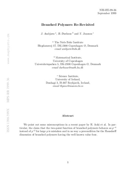 Pdf Branched Polymers Re Revisited