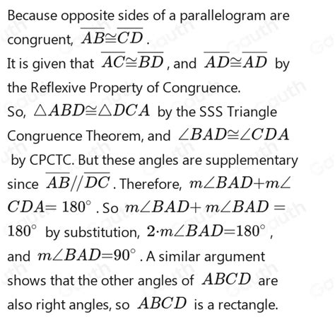 solved 2 if the diagonals of a parallelogram are congruent then it