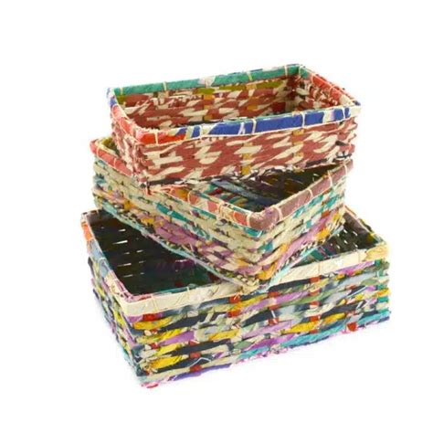 Sari Rectangular Nesting Basket Set Minga Fair Trade Imports