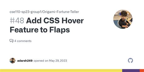 Add Css Hover Feature To Flaps · Issue 48 · Cse110 Sp23 Group1origami Fortune Teller · Github