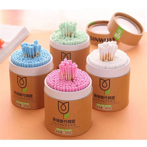 Бамбуковые детские ватные палочки деревянные палочки одноразовые экологически чистые мягк тампон