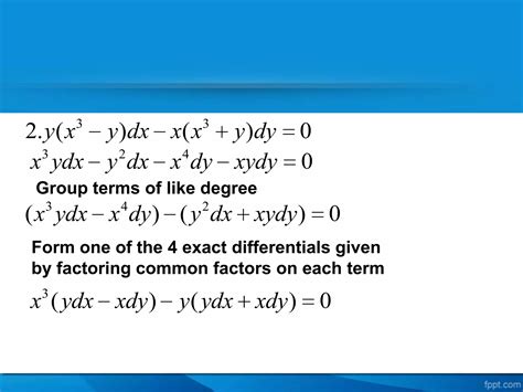 Integrating Factors Found By Inspection Pptx