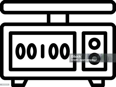 디지털 주방 스케일 개념 스트레인 게이지 스케일 벡터 라인 아이콘 디자인 무게 측정 장치 기호 질량 균형 기호 전통적인 스케일 스톡 일러스트레이션 0명에 대한 스톡 벡터