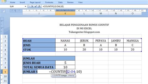 Belajar Menggunakan Rumus Fungsi Countif Di Ms Excel Tukang Enter