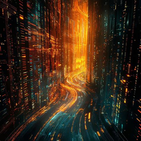 A Glowing Representation Of Data And Technology Concepts Is Presented