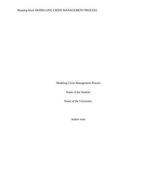Modeling Crisis Management Process Desklib