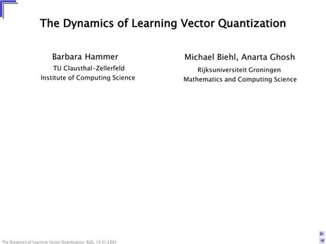 PPT The Dynamics Of Learning Vector Quantization PowerPoint Presentation ID