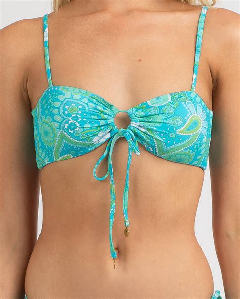 Shop Kaiami Effie Tie Bandeau Bikini Top In Blue Fast Shipping And Easy