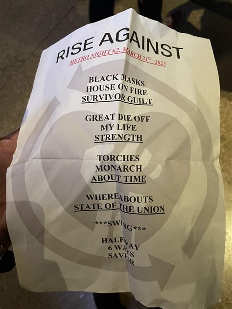 Night 2 Setlist R Riseagainst