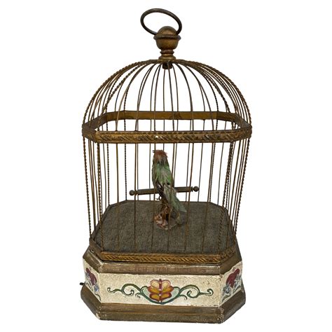 Pnf Orange And Green Tole Birdcage And Stand 19th Century For Sale At
