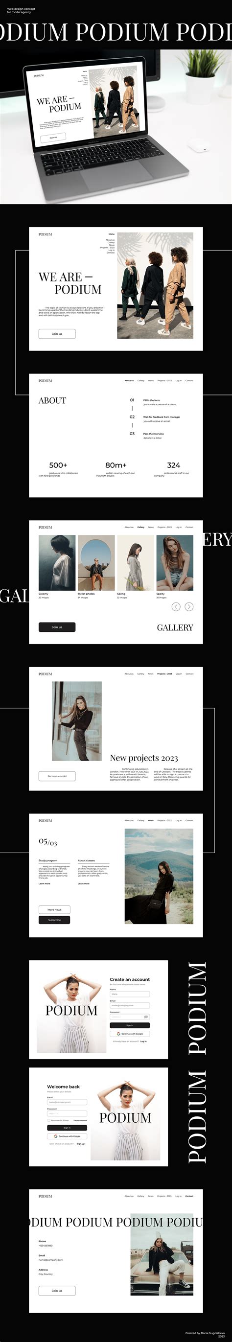 UI Design Concept For Model Agency Behance