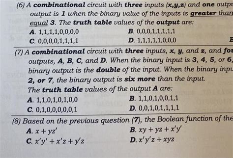 Solved 6 A Combinational Circuit With Three Inputs Xyz