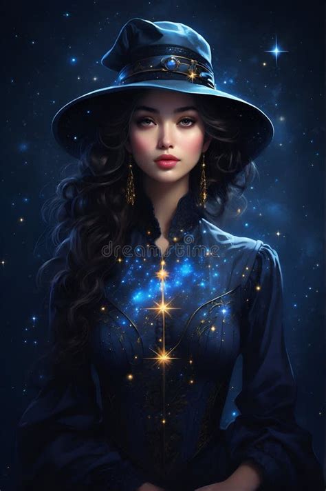 A Mysterious Woman With Long Dark Hair Wearing A Strange Cosmic Dress
