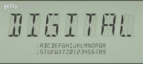 digital 16 segmented lcd display font in calculator style letters and