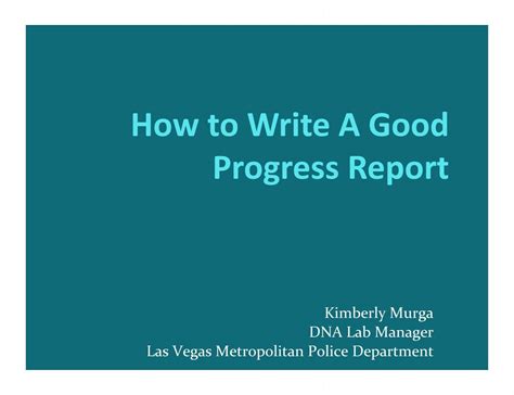 How To Write A Good Progress Report Projects At NFSTC Org