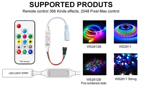 Amazon Com RGBZONE RF 3 PIN LED Controller RF Wireless Remote Control DC 5V 12V 24V Mini LED