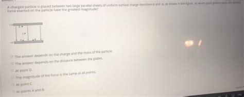 solved a charged particle is placed between two large