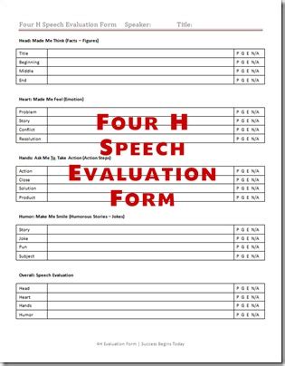Speech Evaluation Forms Give Positive Feedback To Your Presenters