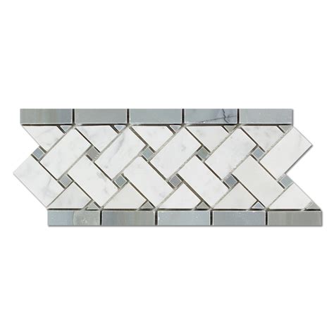 Thassos White Marble Flower Border Corner With Gray Accents — Stone