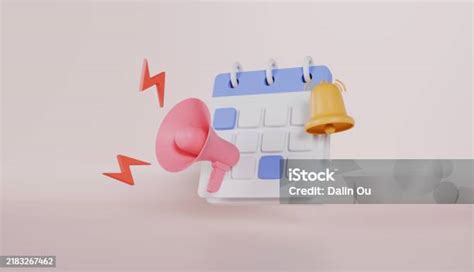 캘린더 날짜와 시간 확성기 스피커 또는 확성기를 사용하여 알리는 날 3d 스피커폰 알림 경고 아이콘 0명에 대한 스톡 사진 및 기타 이미지 Istock