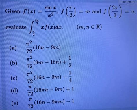 Solved Given f x x2sinx f 2π m and f 32π n evaluate Chegg com