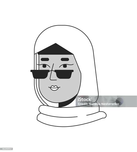 Gen Z 히잡 여성 젊은 성인 흑백 2d 라인 만화 캐릭터 머리 2차 도형에 대한 스톡 벡터 아트 및 기타 이미지 2차 도형 Z세대 단정한 의류 Istock