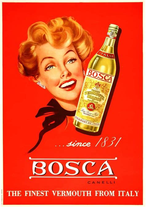 Affiche Ancienne Boisson Bosca Canelli 1950