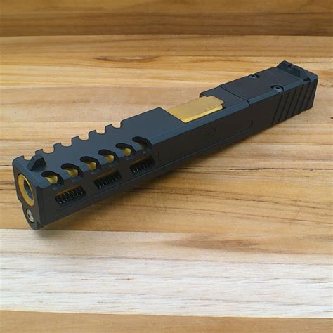 Glock 17 Pattern Slide Style 8a Complete Assembly With Gold Tin Barrel