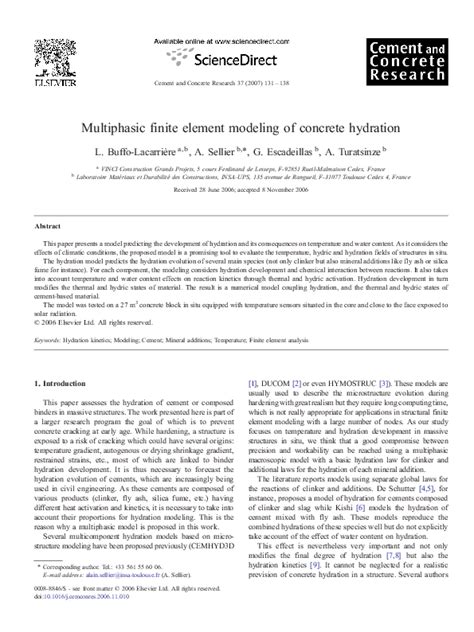 Pdf Multiphasic Finite Element Modeling Of Concrete Hydration
