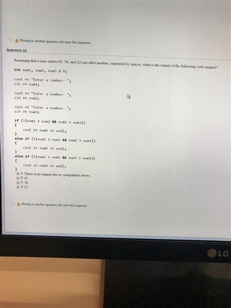 Solved Assuming That A User Enters 45 78 And 12 One After