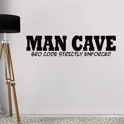 Funny Man Cave Wall Art Bro Code Strictly Enforced Vinyl Decal Sticker