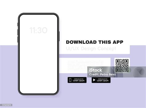 이 응용 프로그램 광고 배너를 다운로드합니다 휴대 전화에 대한 응용 프로그램 응용 프로그램에 대한 전화 모형 템플릿입니다 벡터 일러스트레이션 3차원 형태에 대한 스톡 벡터