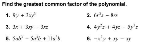 Greatest Common Factor Examples Polynomials