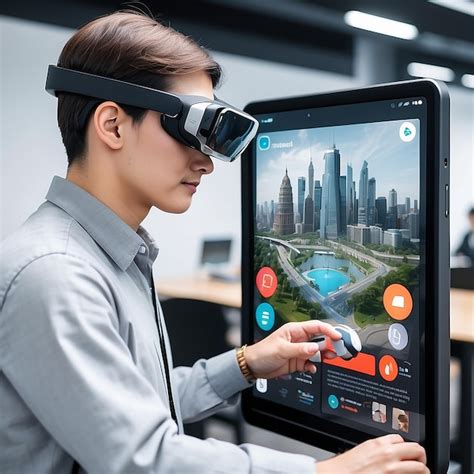 Person Using Ar Technology In Their Daily Occupation Premium Ai