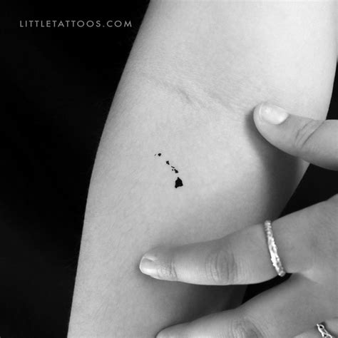 Hawaii Map Temporary Tattoo Set Of 3 Little Tattoos