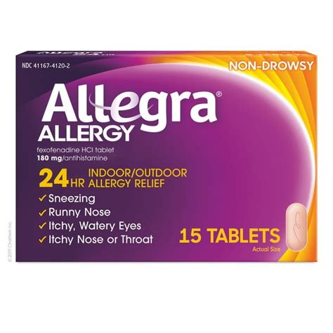 Allegra Adult 24hr Tablet 15 Ct 180 Mg Allergy Relief