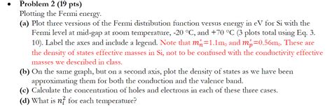 Solved Plotting The Fermi Energy A Plot Three Versions Of