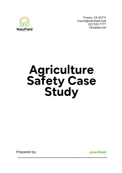 Free Agriculture Safety Case Study Template To Edit Online