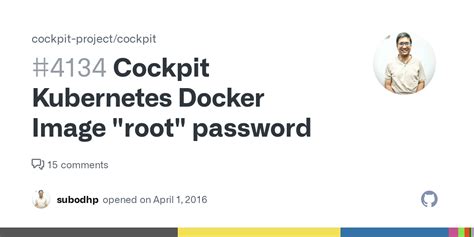 Cockpit Kubernetes Docker Image Root Password · Issue 4134 · Cockpit