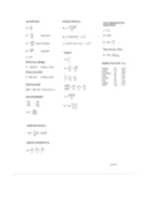 Solution Physics 30 Formula Sheet Physics Studypool