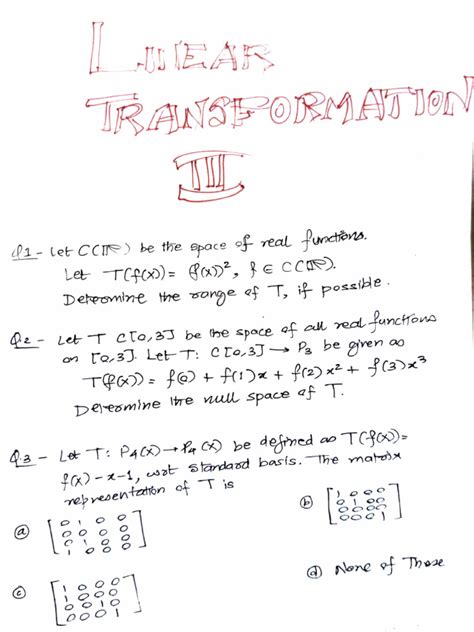 Linear Transformation Assignment 3 Pdf Linear Algebra
