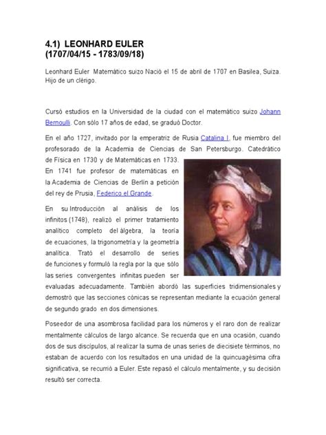 Leonhard Euler Pdf Leonhard Euler Enseñanza De Matemática