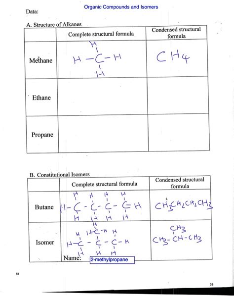 Solved Chemistry 51 Organic Compounds And Isomers Data Structure Of Alkanes Complete