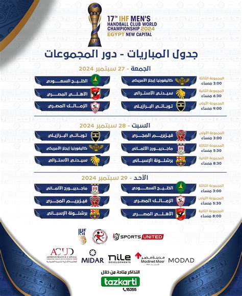 جدول مباريات كأس العالم للأندية لكرة اليد 2024